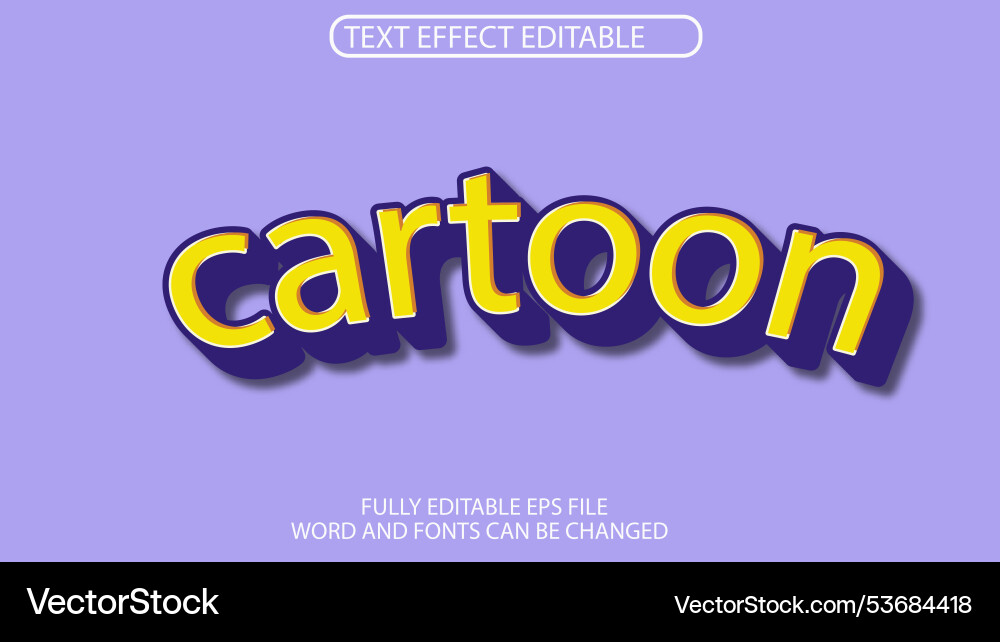 3d text effect cartoon editable Royalty Free Vector Image