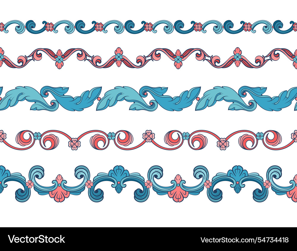 Decorative floral and leaf border designs Vector Image