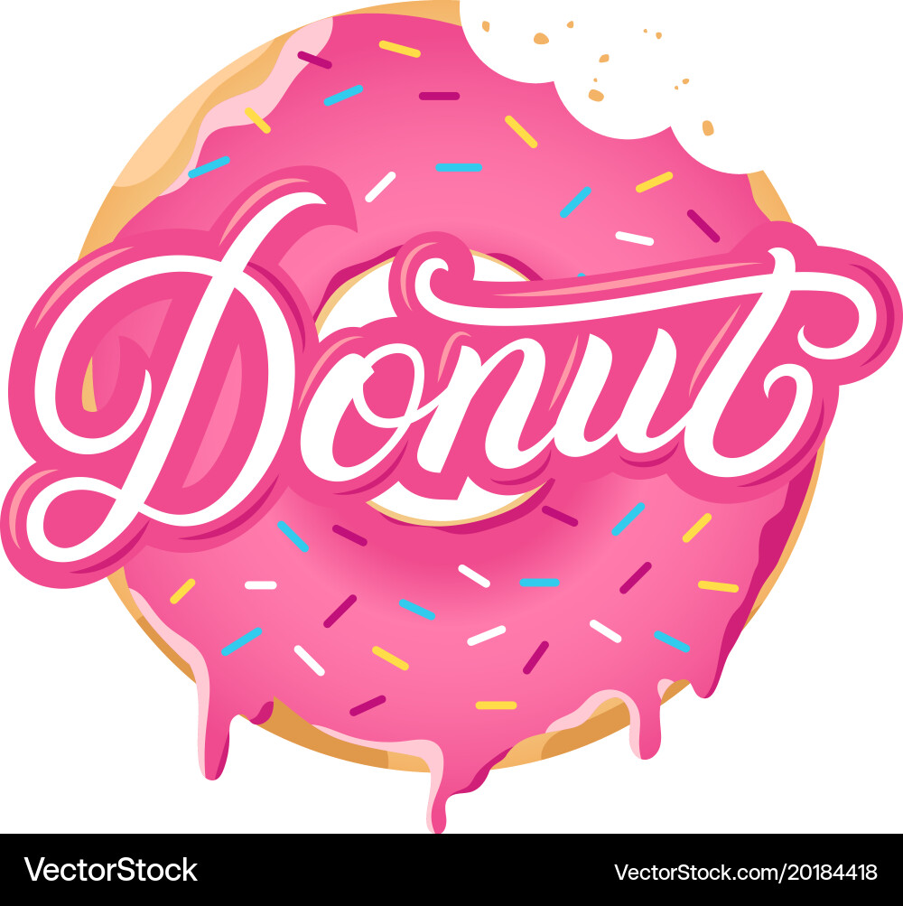 Donut hand written lettering tex realistic Vector Image