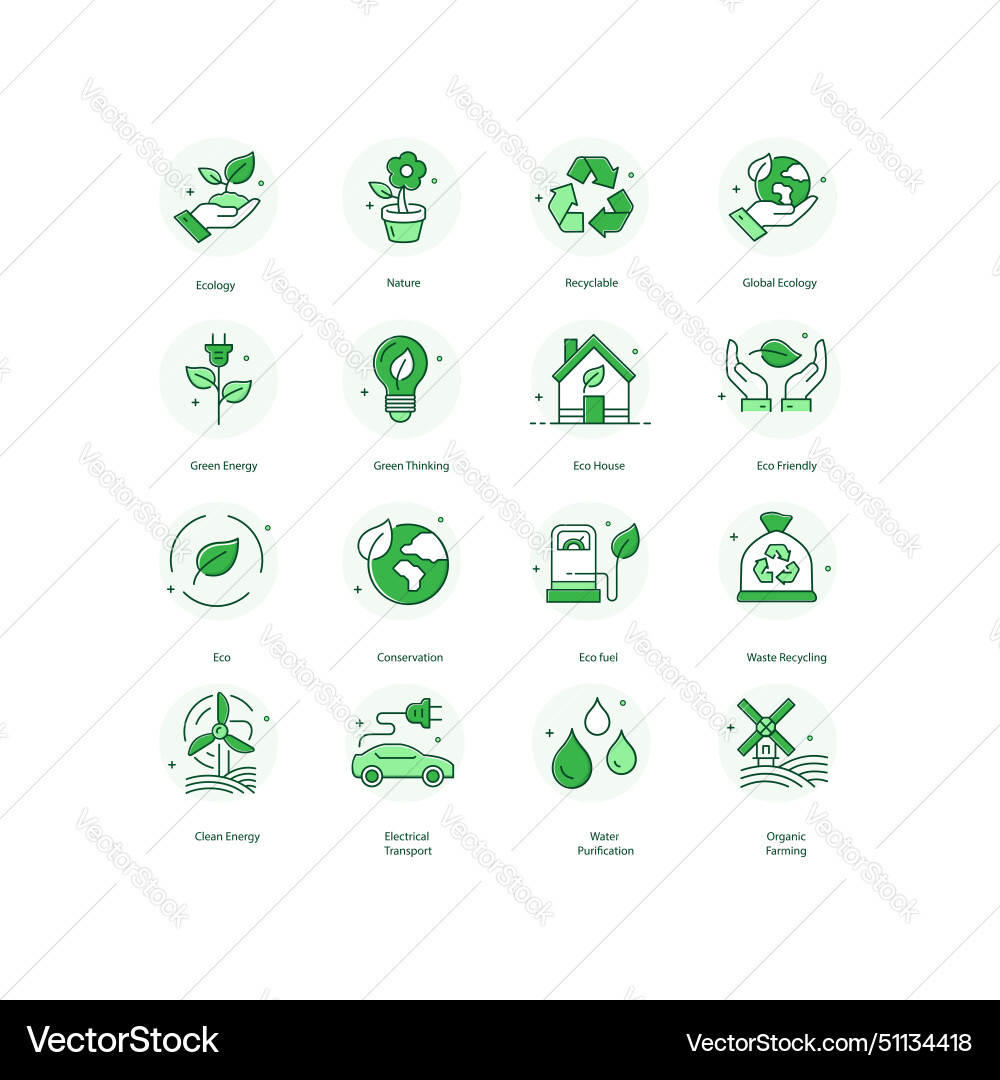 Ecology icons exploring the interconnected Vector Image