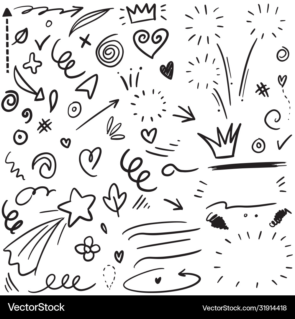 Hand drawn set elements for concept design Vector Image