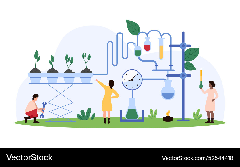 Scientists conducting plant experiments concept Vector Image