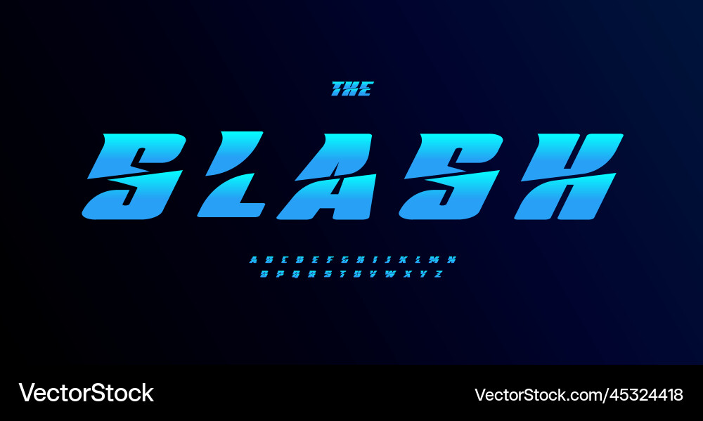 Slashed modern font dynamic typeset bold oblique Vector Image