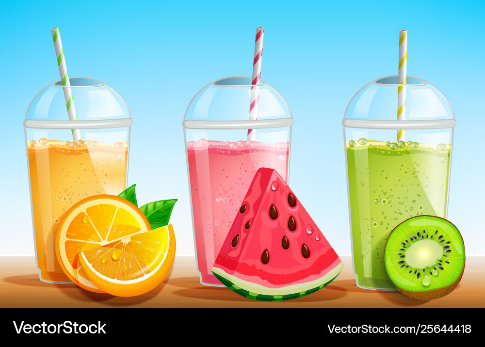 Smothie set with fresh fruit Royalty Free Vector Image