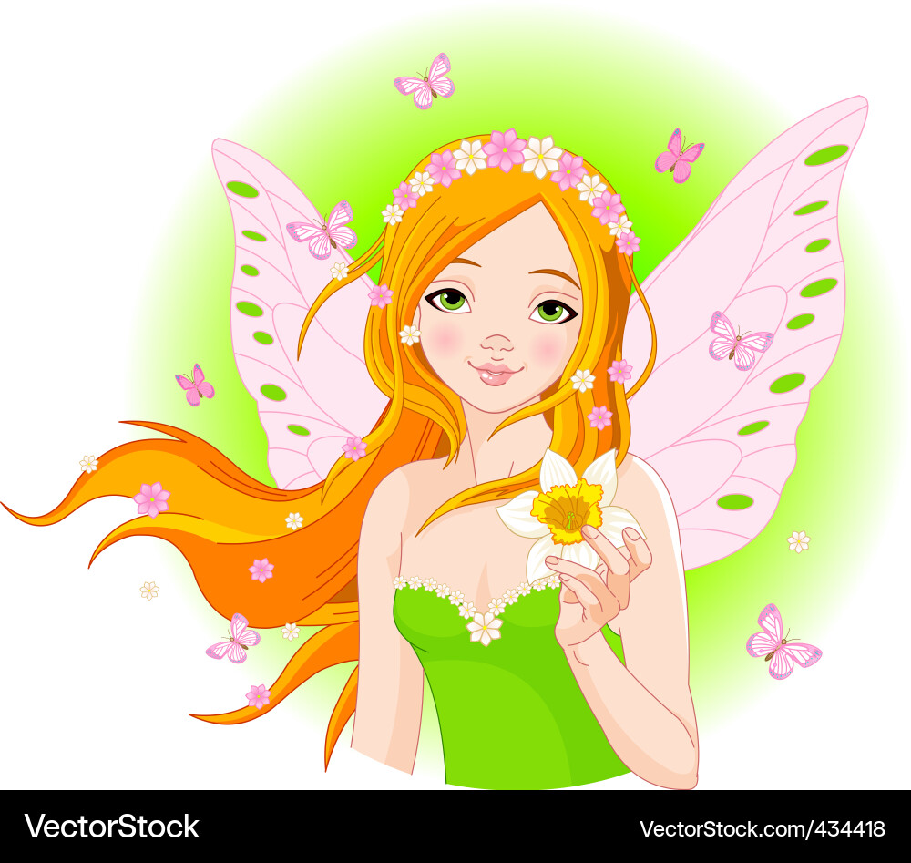 Spring fairy with narcissus Royalty Free Vector Image