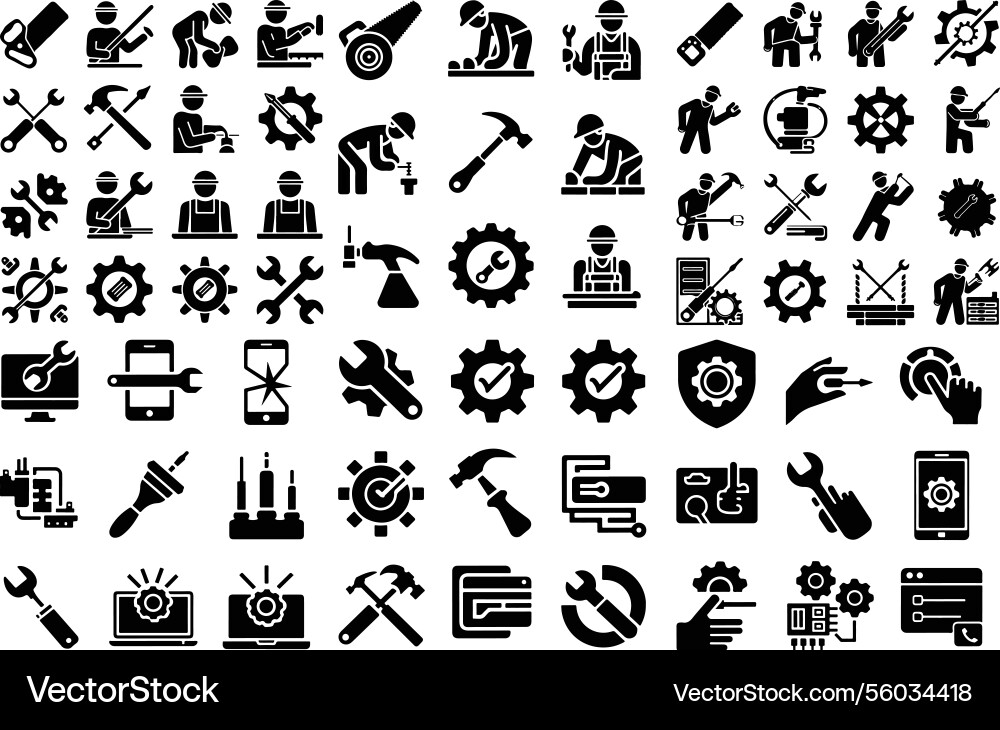 Tools and service icons set Royalty Free Vector Image