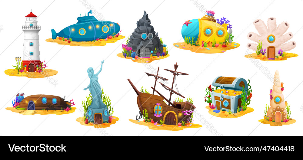 Underwater Building Game Assets Royalty Free Vector Image