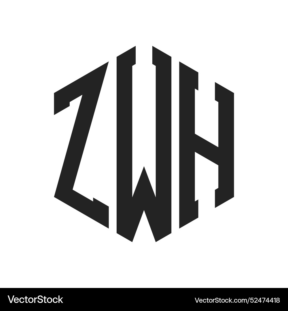 Zwh logo design initial letter monogram Royalty Free Vector