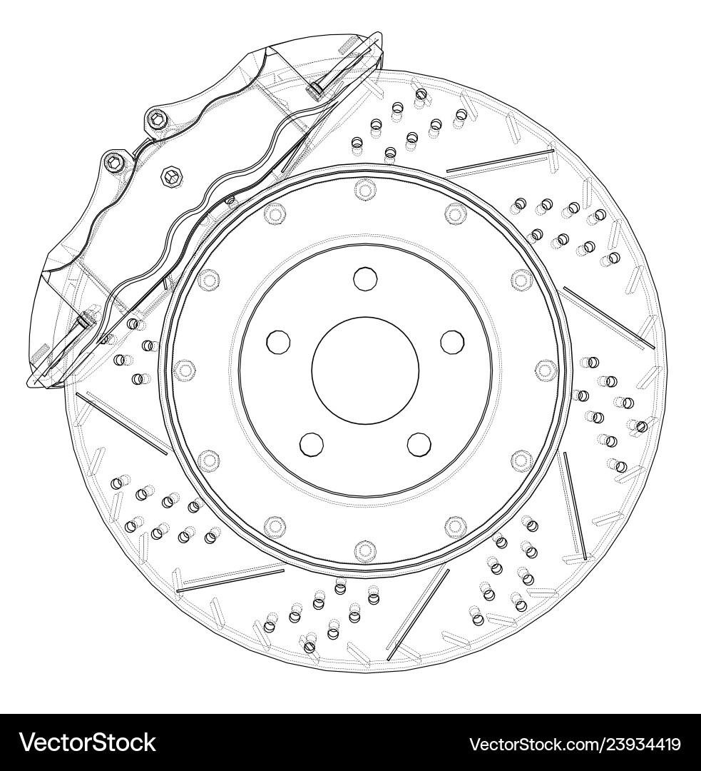 Brake disc outline rendering of 3d Royalty Free Vector Image