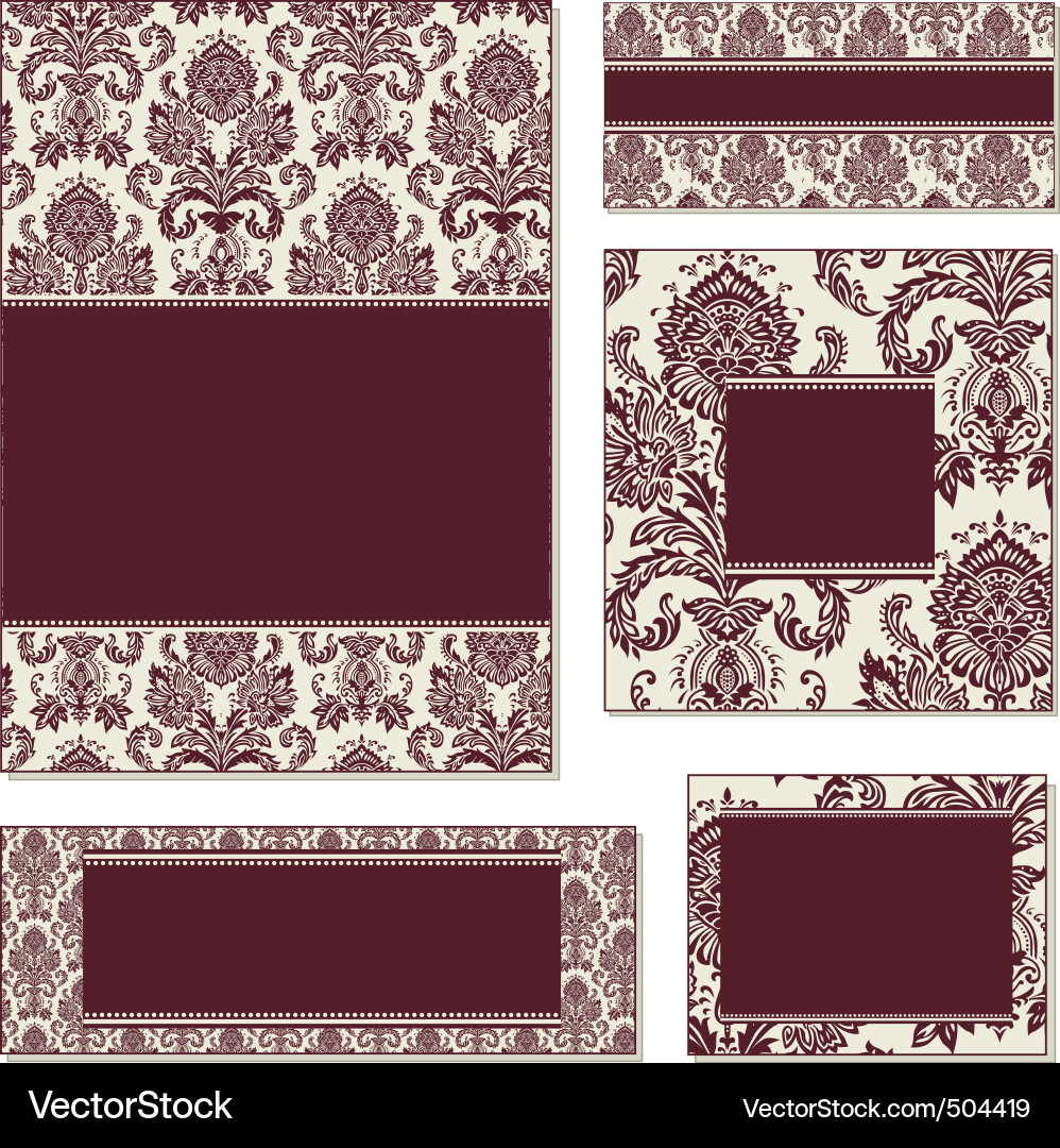 Burgundy open frame set Royalty Free Vector Image