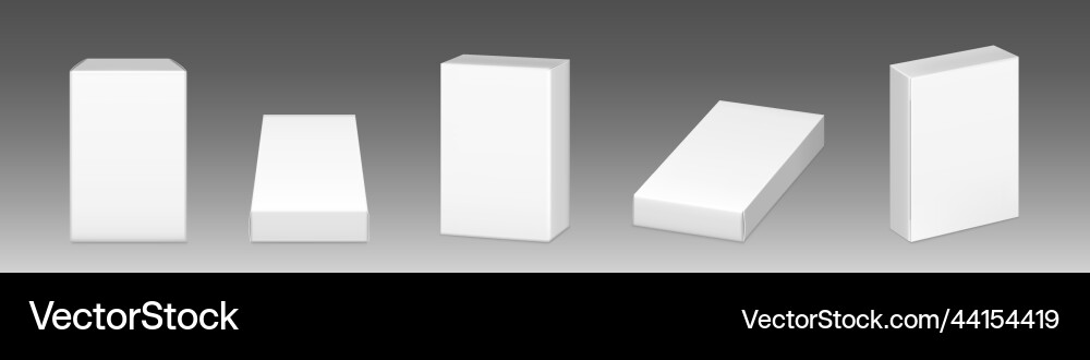 Cardboard boxes mockup white parcel packages set Vector Image