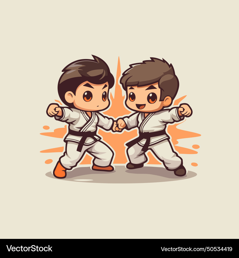 Cartoon karate kids Royalty Free Vector Image - VectorStock