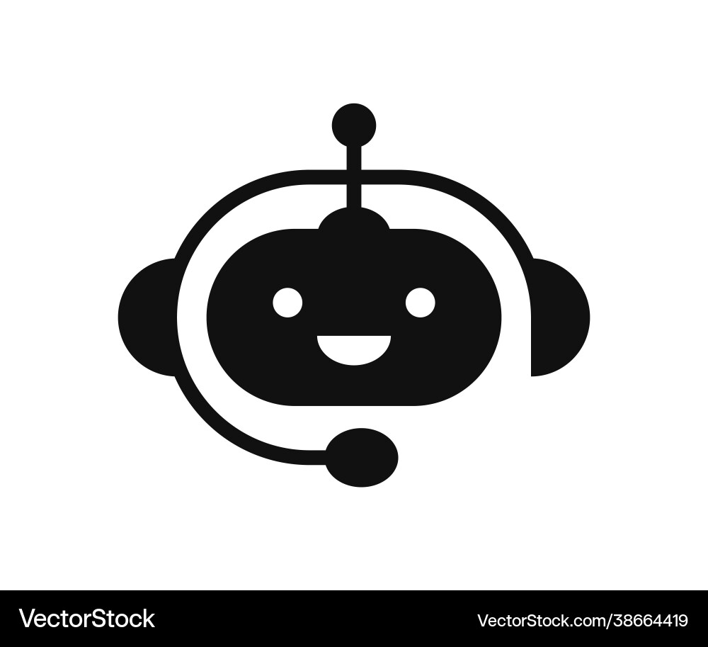 Chatbot icon support bot cute smiling robot Vector Image