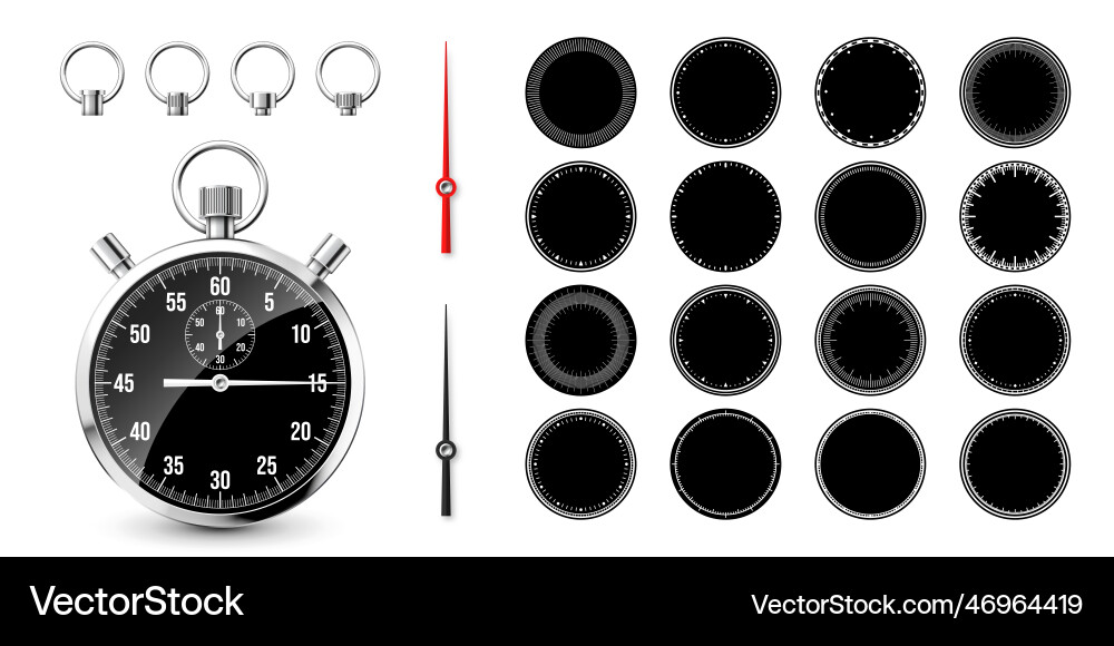 Classic stopwatch with clock faces shiny metal Vector Image