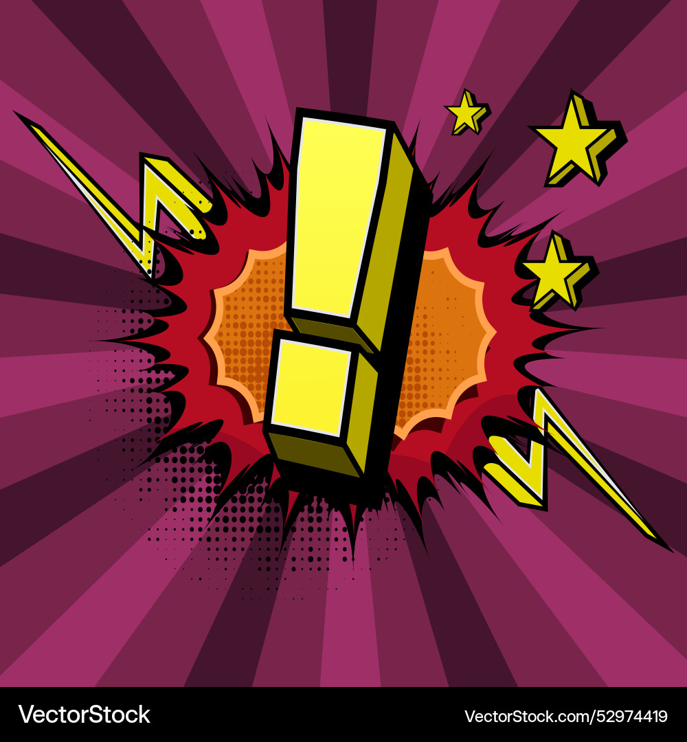Exclamation sign with comic book background Vector Image