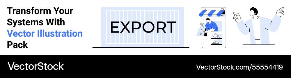 Export process with shipping container online Vector Image