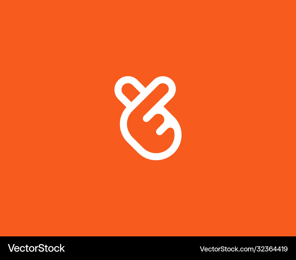 Letter v fingers sign logo creative heart Vector Image