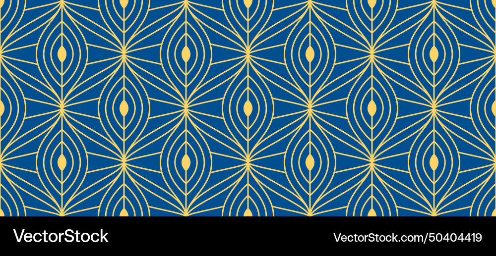 Retro art deco blue and gold seamless pattern Vector Image