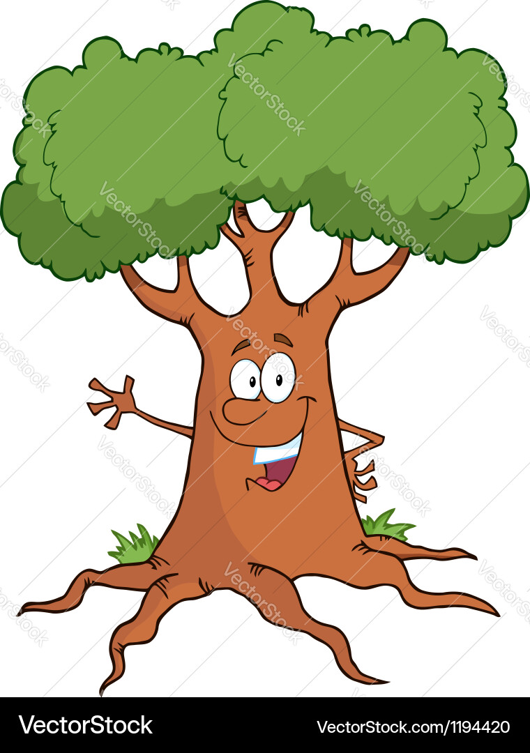 Cartoon tree character waving a greeting Vector Image