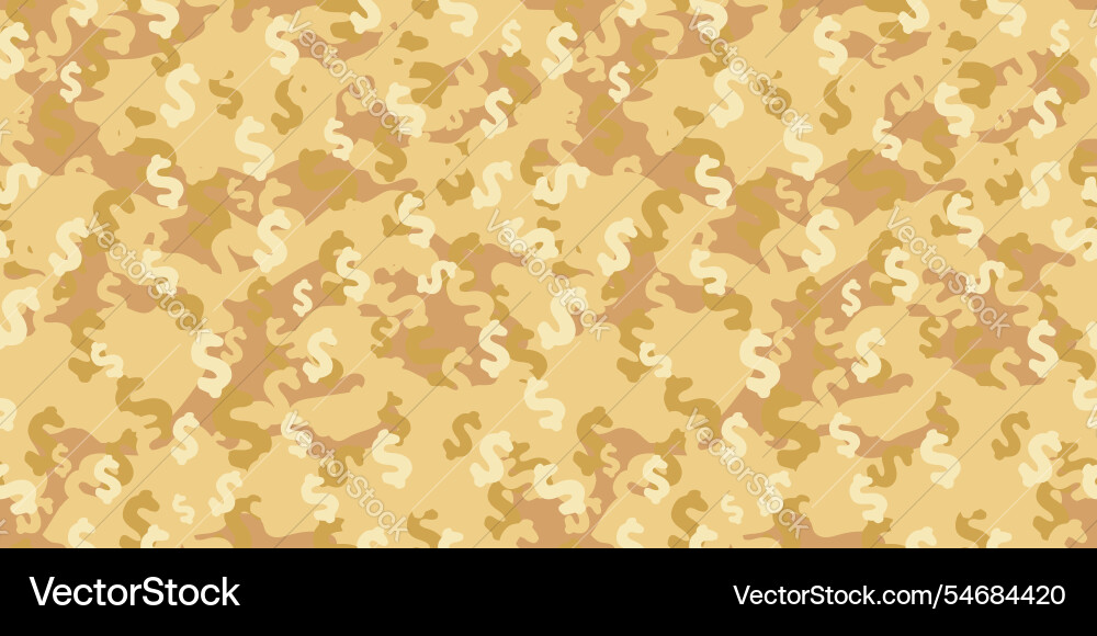 Desert camouflage military pattern with dollar Vector Image