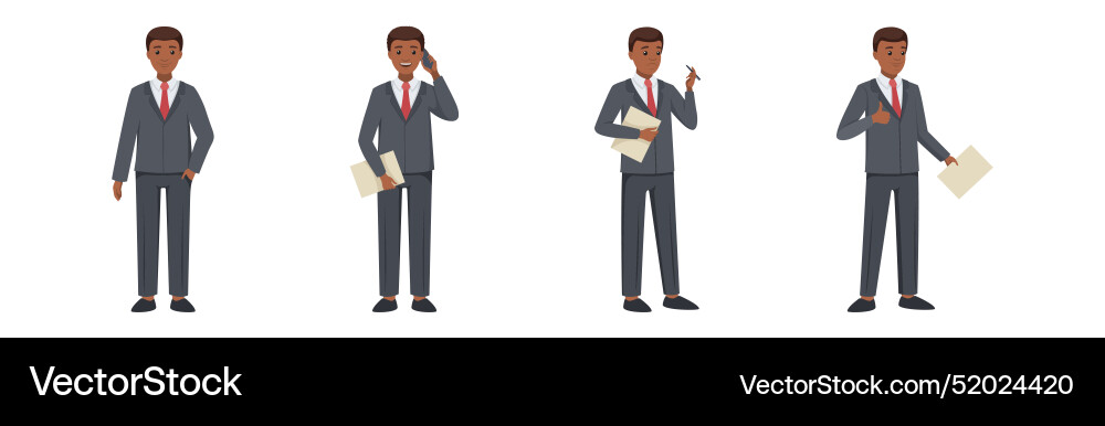 Office man character in suit and red tie Vector Image
