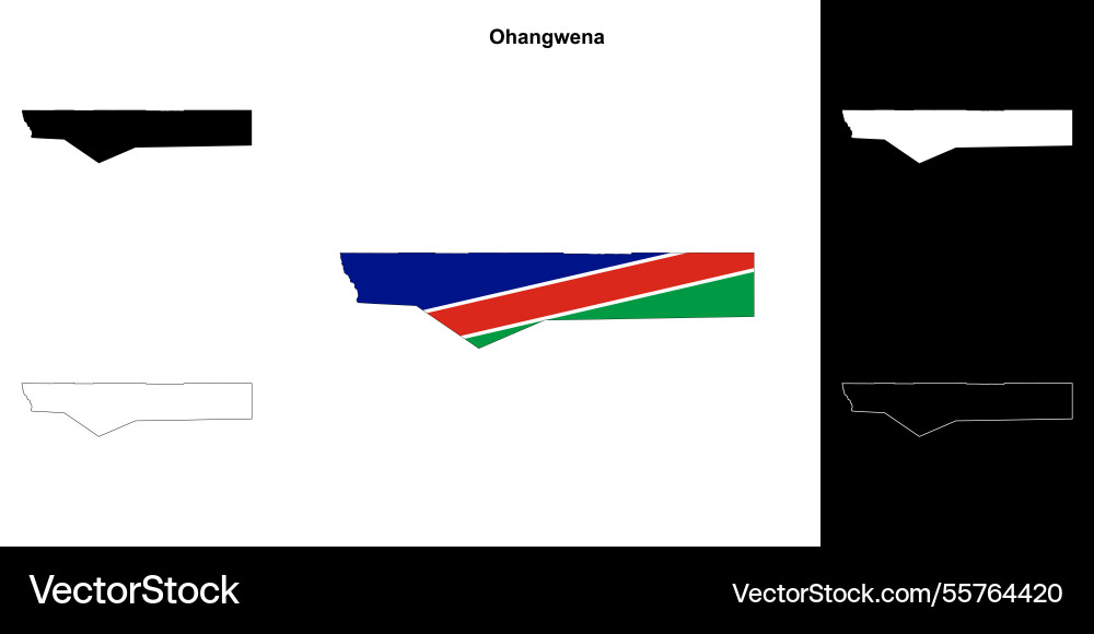 Ohangwena outline map Royalty Free Vector Image