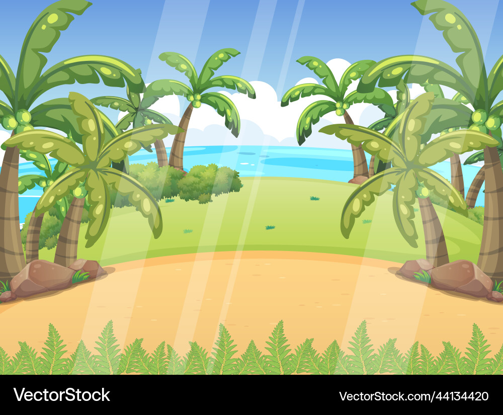 Tropical beach cartoon background Royalty Free Vector Image