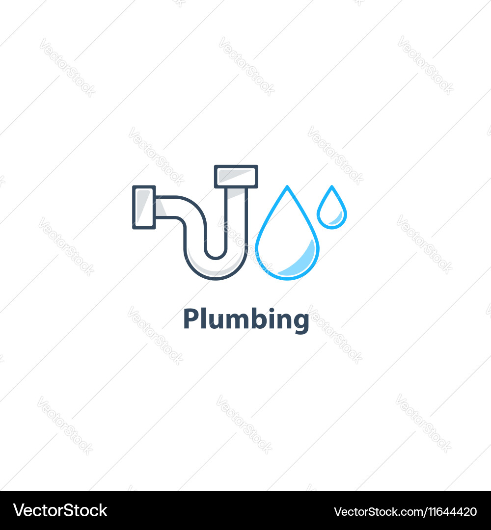 Tube and drop plumbing logo Royalty Free Vector Image
