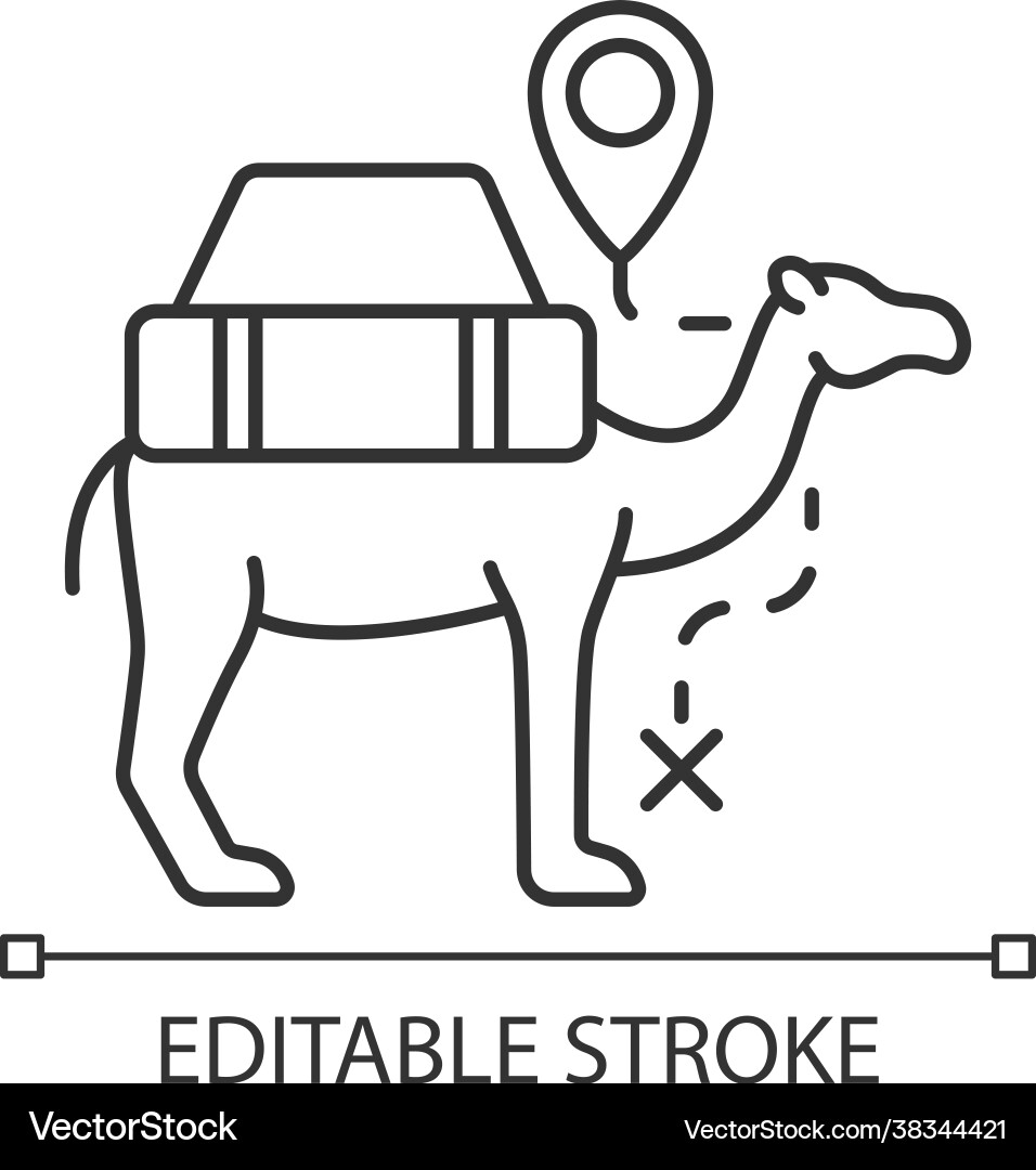 Camel caravan linear icon Royalty Free Vector Image