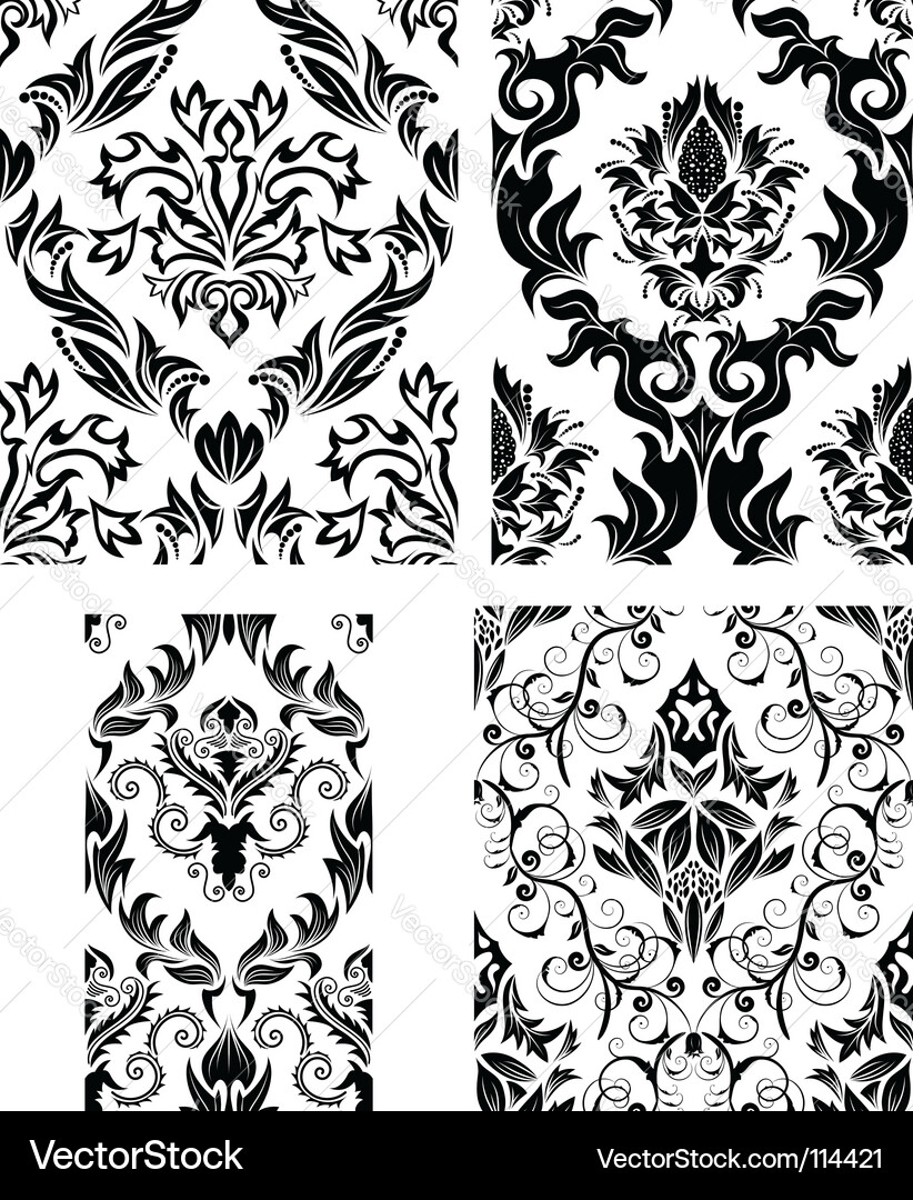 Damask patterns set Royalty Free Vector Image - VectorStock