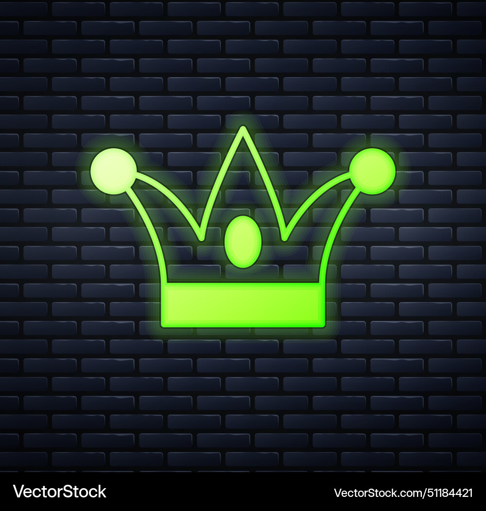 Glowing neon jester hat with bells isolated Vector Image