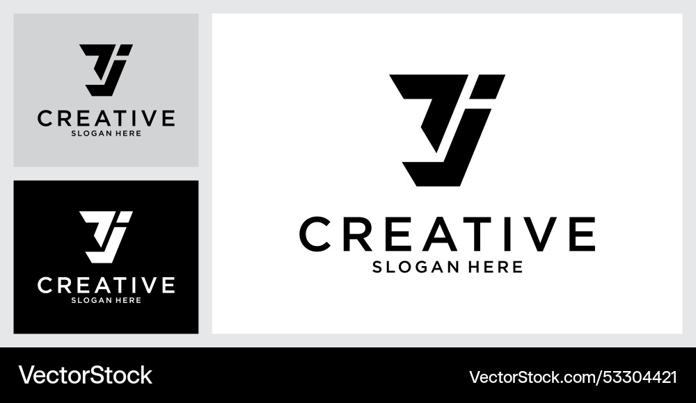 Jt or tj initial letter logo design Royalty Free Vector