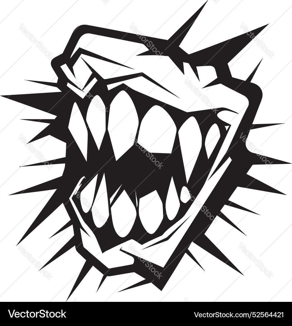 Malevolent grin black iconic maw shadowed snarl Vector Image