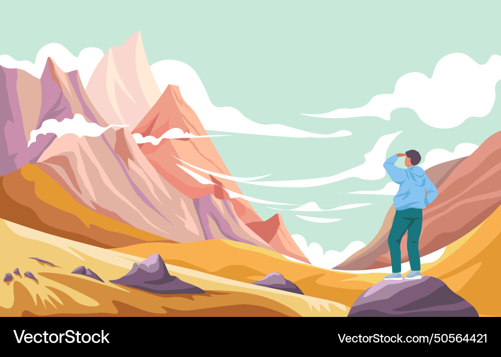 Mountaineering or trekking mountains landscape Vector Image