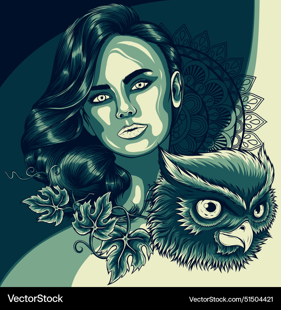Woman with owl head Royalty Free Vector Image - VectorStock