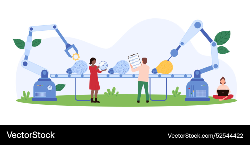 Automated production line for innovations concept Vector Image