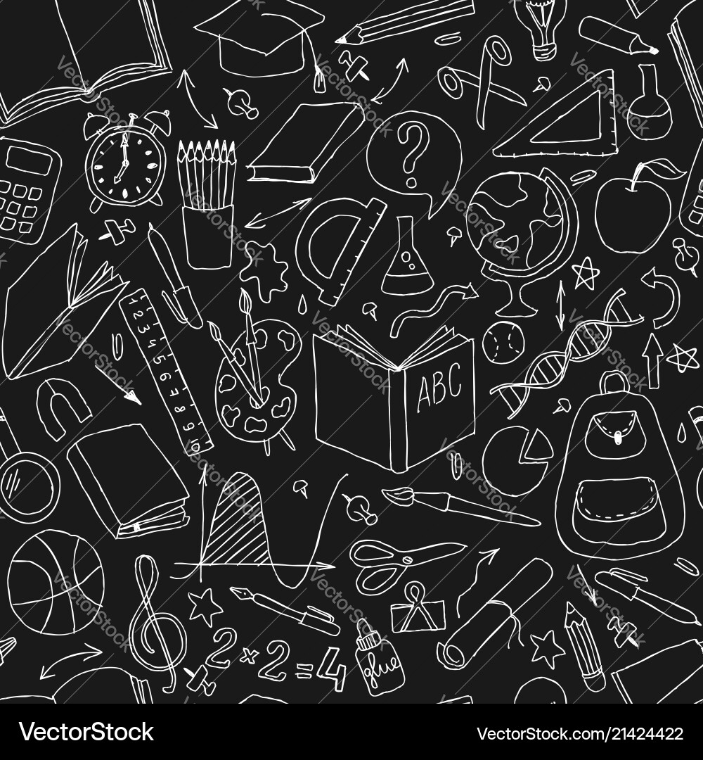 Back to school black and white doodle hand draw Vector Image