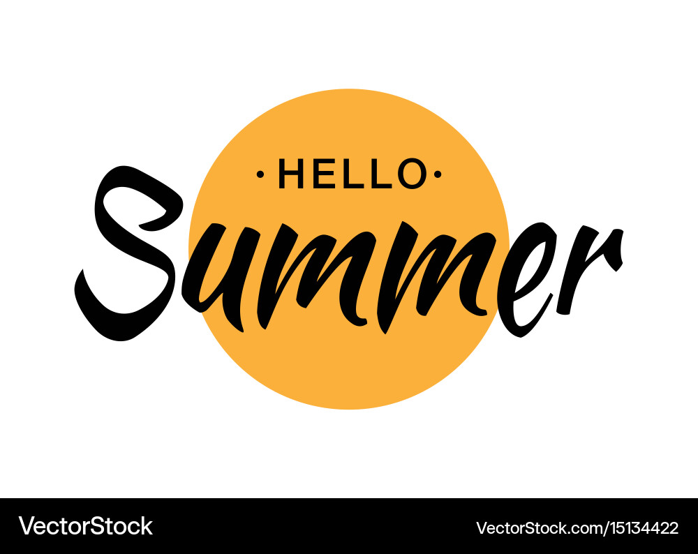 Black lettering hello summer and yellow sun circle