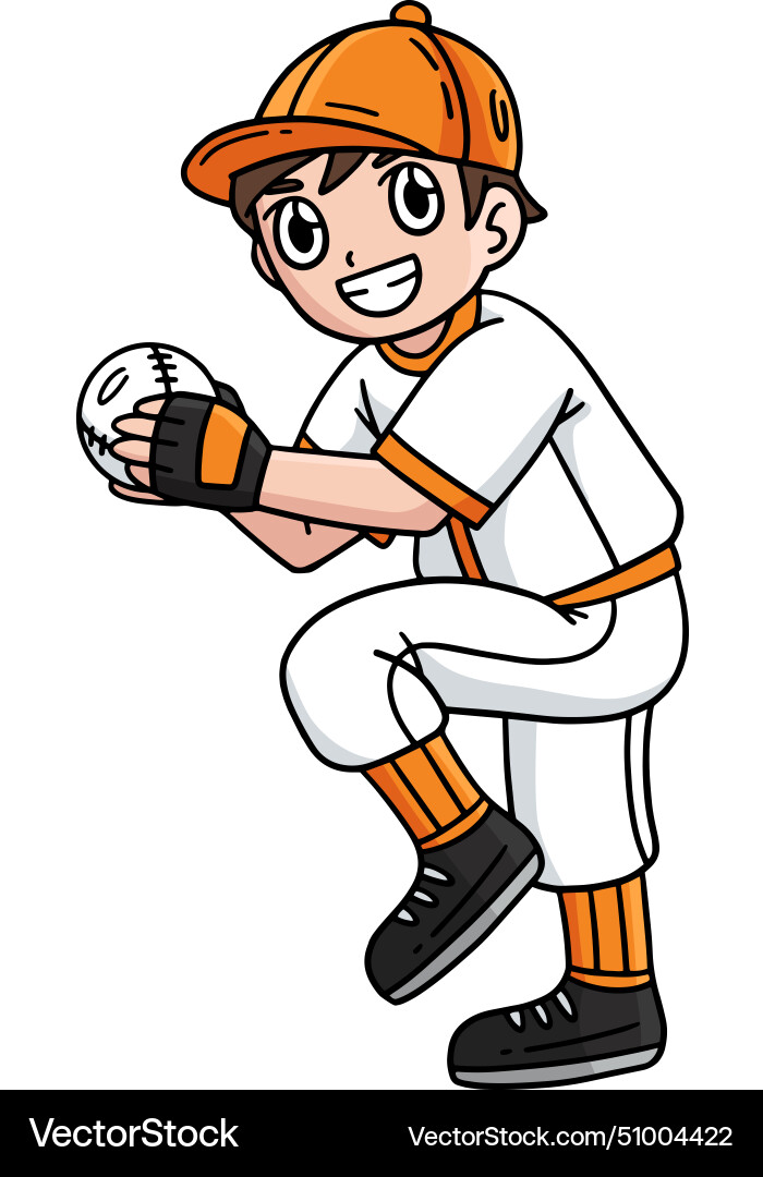 Honkbal Pitcher Cartoon Baseball Pitcher Throwing Ball Cartoon Digital