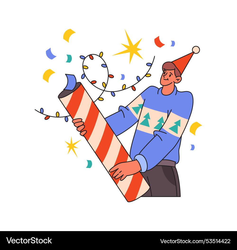 Christmas holiday celebration man with confetti Vector Image