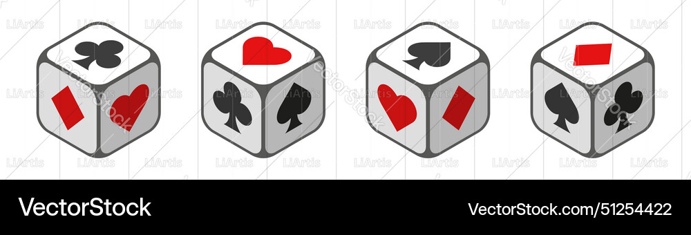 Dices with playing card suit Royalty Free Vector Image
