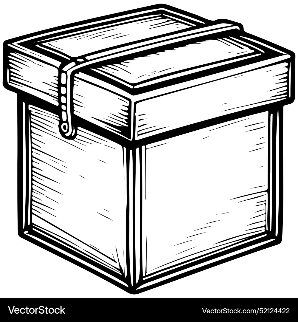 Drawing box realistic hand line Royalty Free Vector Image