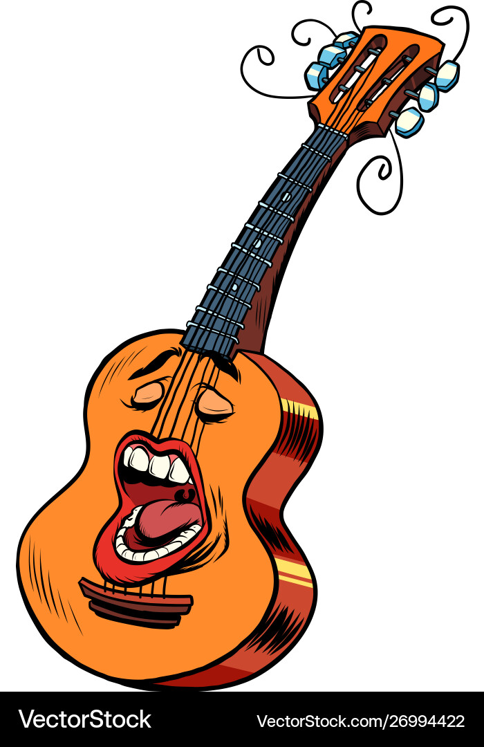 Emoji Acoustic Guitar Character Royalty Free Vector Image