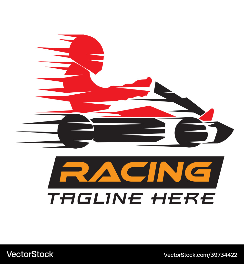 Go kart racing logo design Royalty Free Vector Image