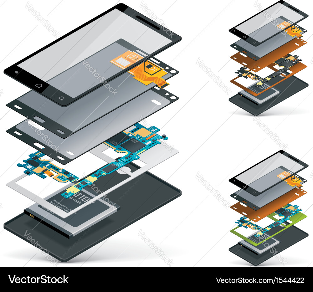 Isometric smartphone cutaway Royalty Free Vector Image