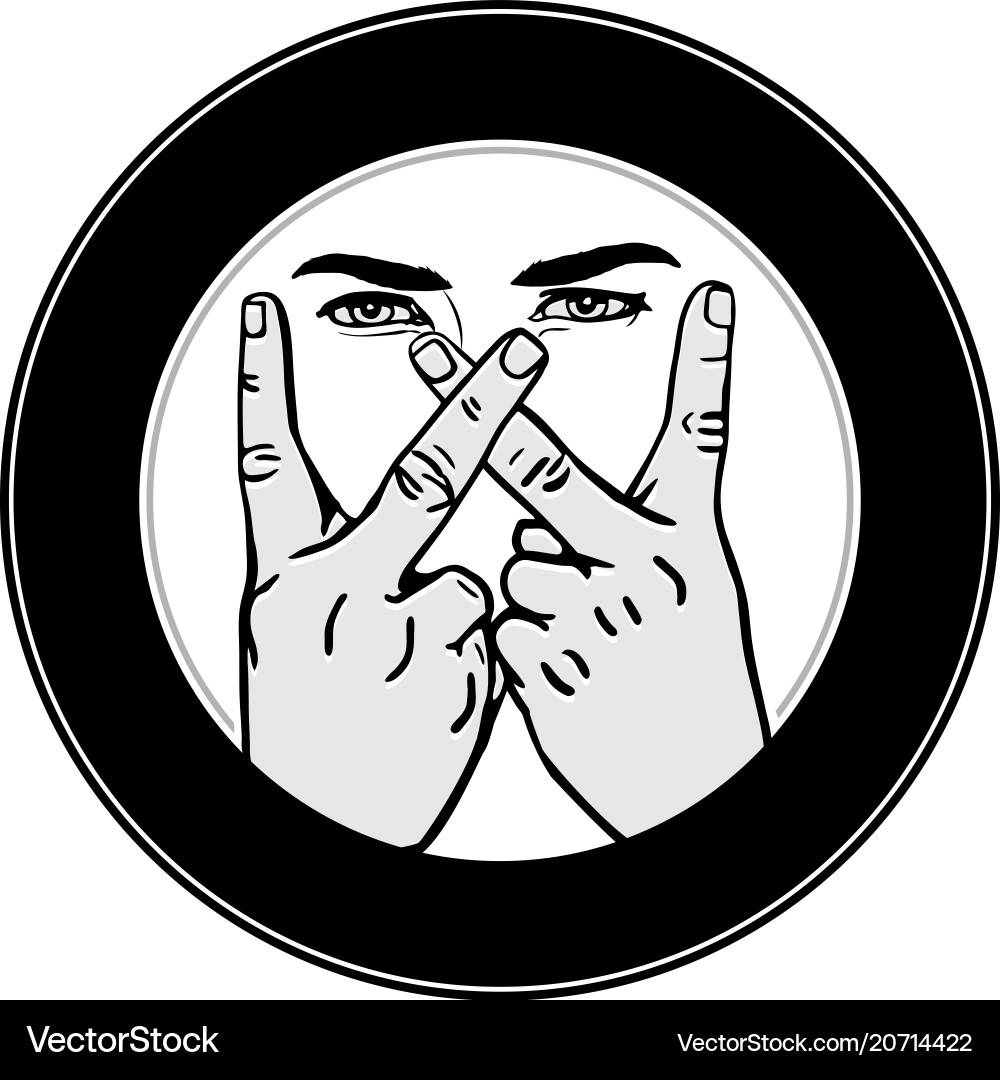 Letter w hand gesture outline image Royalty Free Vector