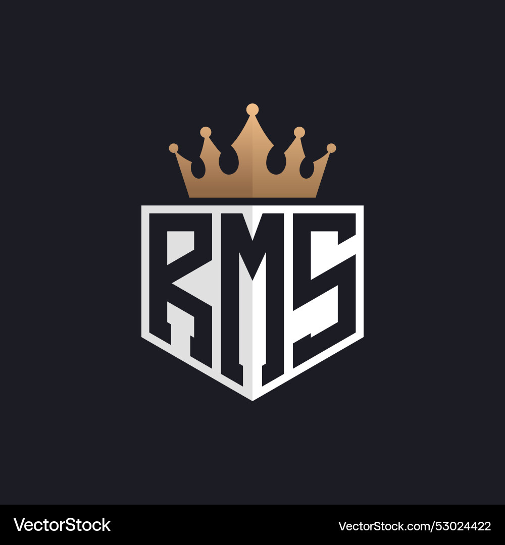 Luxury rms logo with crown elegant initials Vector Image