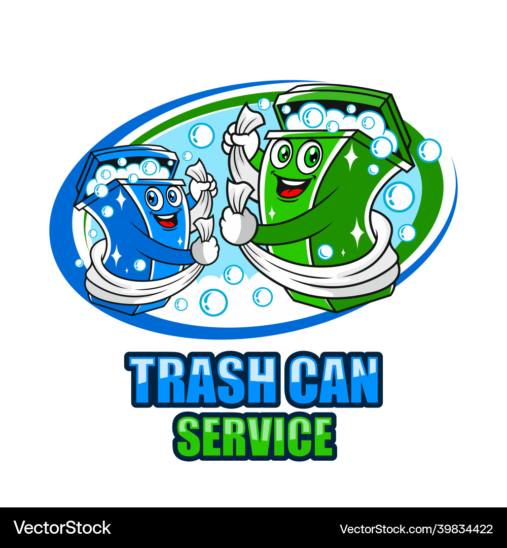 Modern trash can service logo Royalty Free Vector Image