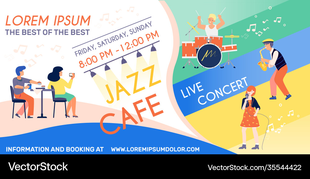 Music concert flat banner Royalty Free Vector Image