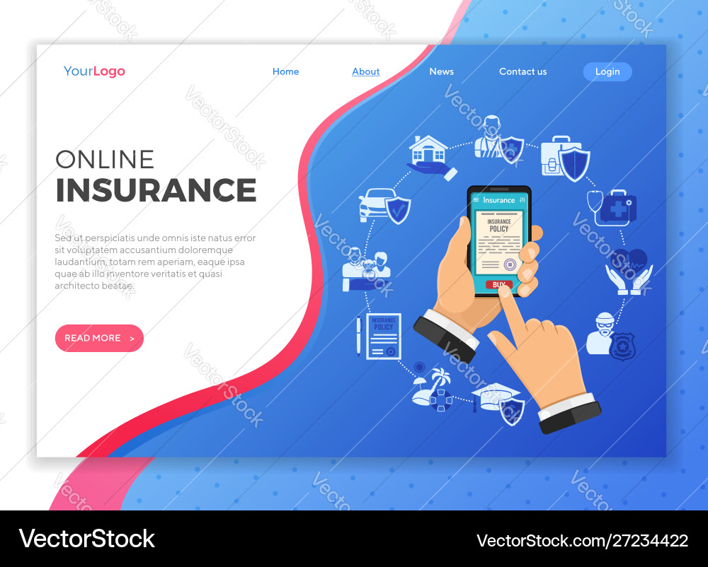 Online insurance services concept Royalty Free Vector Image